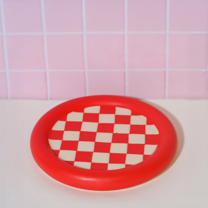 Red checkered coaster – Sleepy Mountain