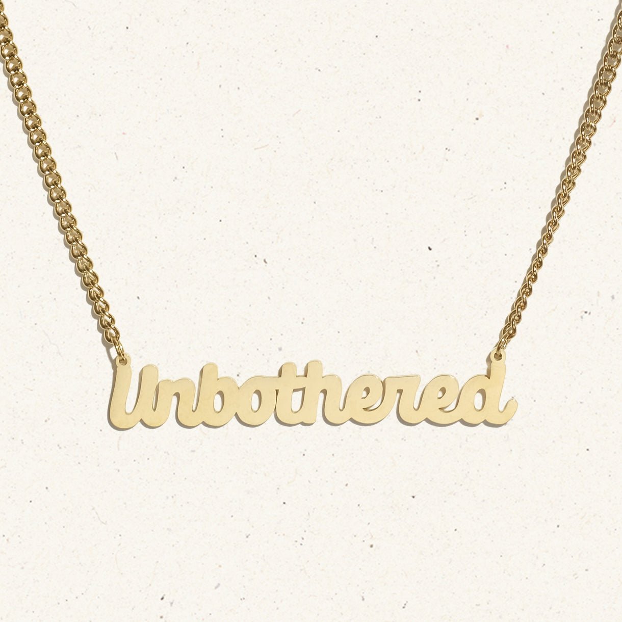 Unbothered nameplate necklace – Sleepy Mountain